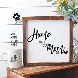 Home is Where Your Mom Is Mom Svg Mom Sign Mother's Day - Etsy