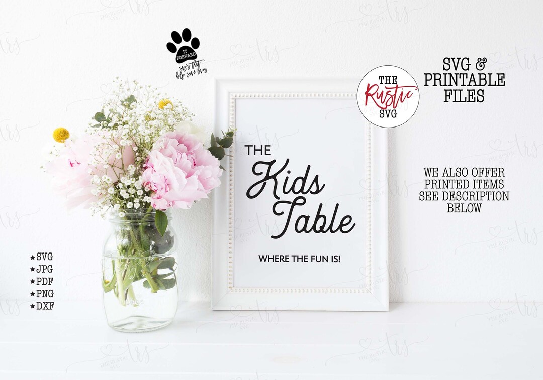 Kids Table Sign Wedding Kids Table Sign Printable Kids Table - Etsy