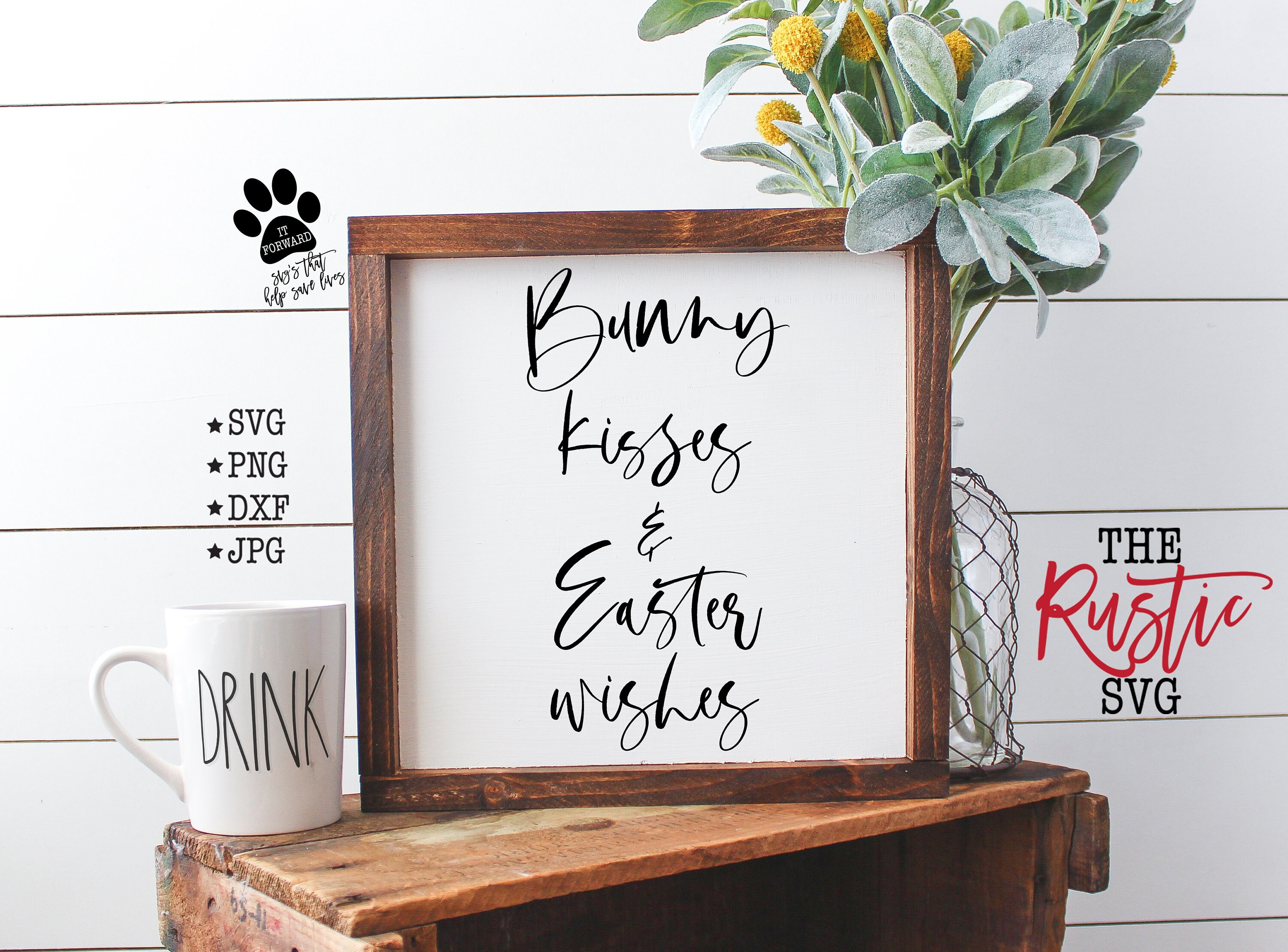 Bunny Kisses and Easter Wishes Printable Easter Sign Easter - Etsy