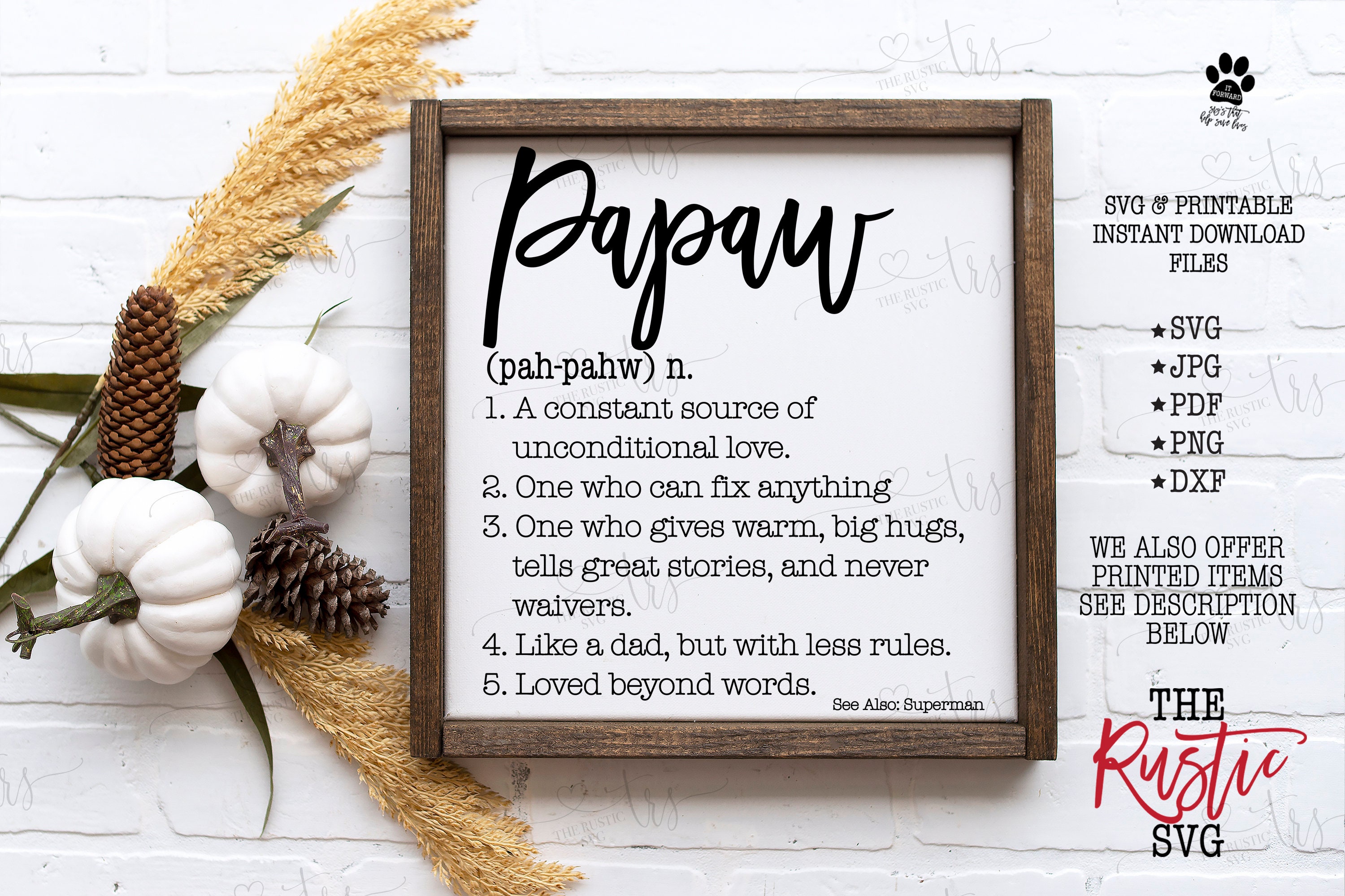 Papaw Definition Sign Printable Papaw Sign Papaw Svg Papaw | Etsy