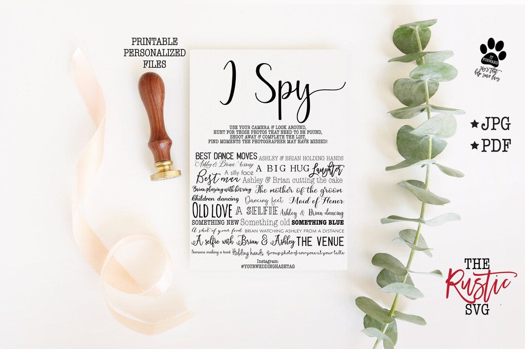 I Spy Wedding Game, Wedding I Spy, Printable Wedding Game, I Spy ...