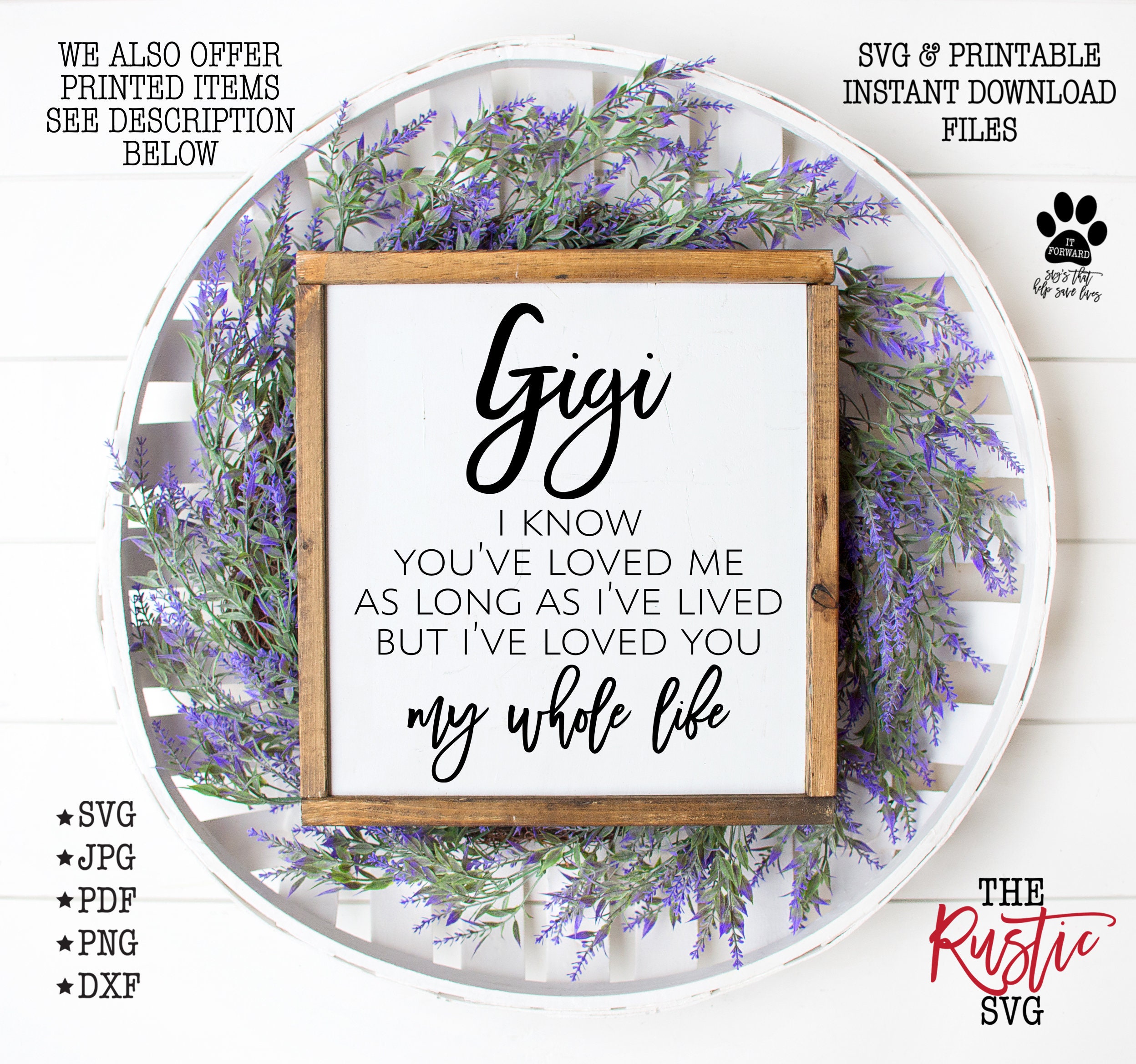 Gigi Sign Gigi I Know You've Loved Me Mother's Day | Etsy