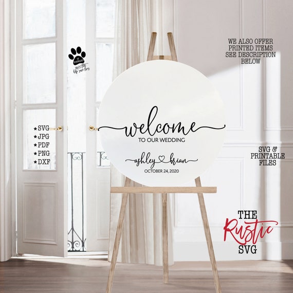 Round Welcome Wedding Sign Custom Circle Wedding Sign | Etsy