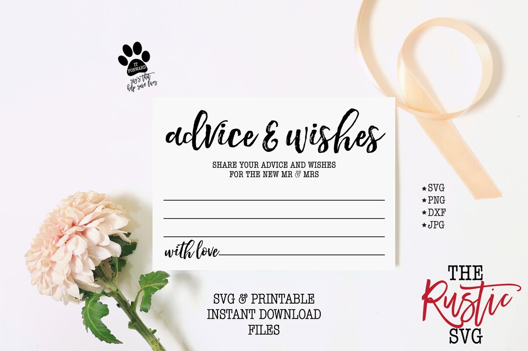 Advice and Wishes Cards, Marriage Advice, Printable Advice and Wishes ...