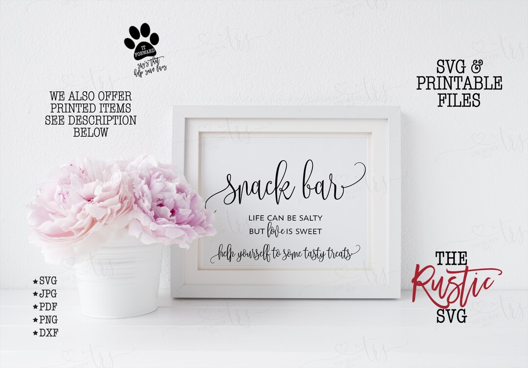 Snack Bar Sign, Printable Snack Bar Sign, Wedding Snack Bar Sign, Snack ...