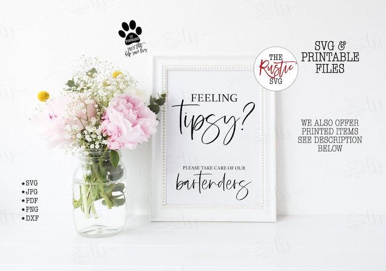 Feeling Tipsy Sign Printable Bar Sign Wedding Bar Sign - Etsy