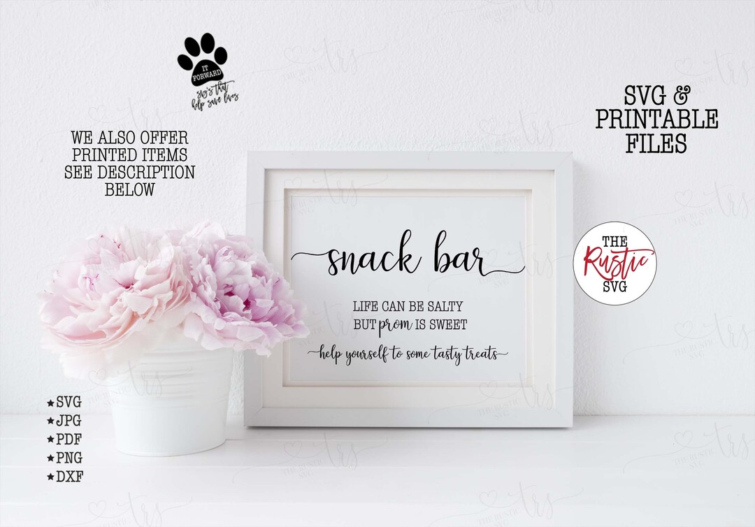 Snack Bar Sign, Printable Snack Bar Sign, Prom Snack Bar Sign, Snack ...
