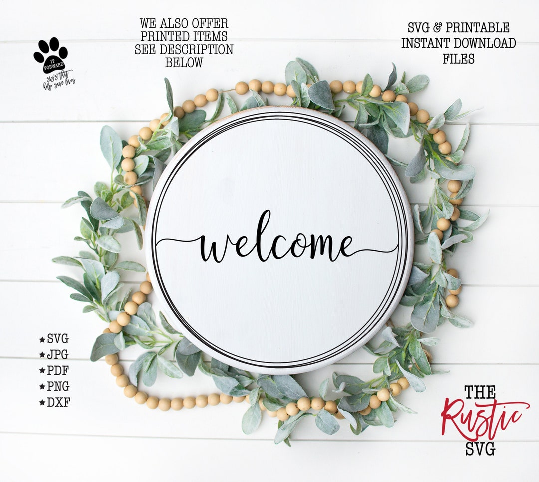 Welcome Round Sign Round Welcome Svg Round Welcome Sign - Etsy