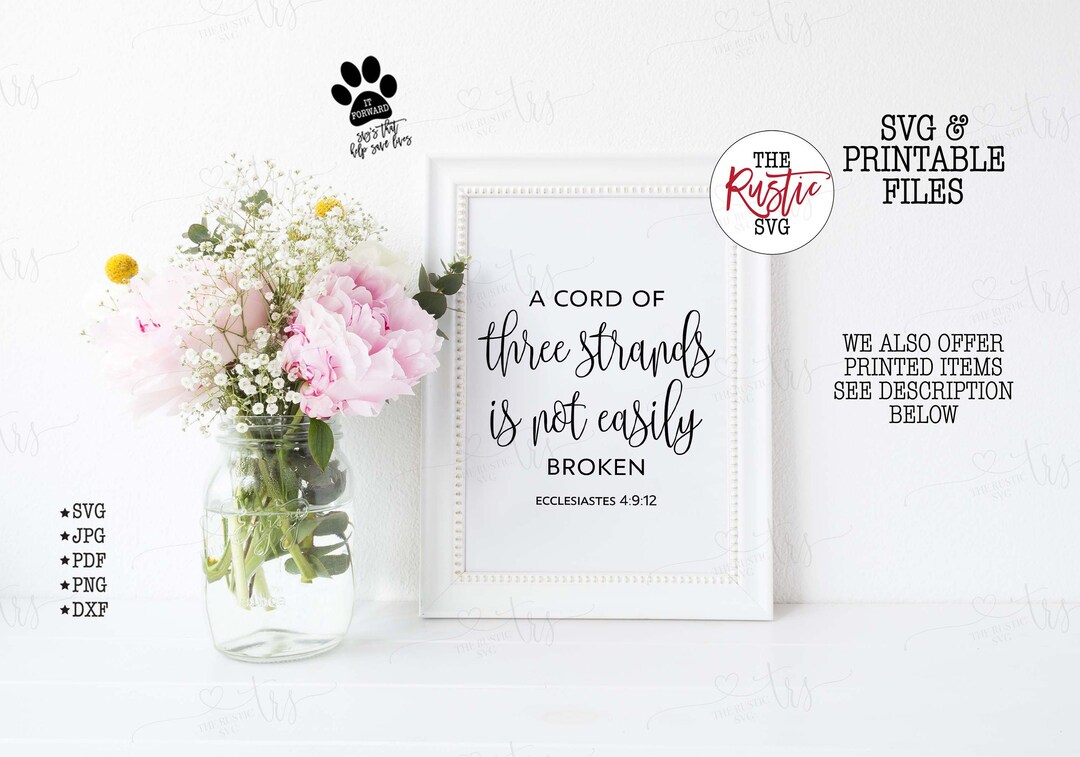 A Cord of Three Strands is Not Easily Broken SVG A Cord of - Etsy