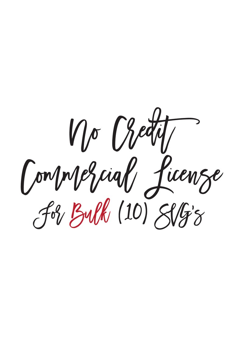 No Credit Commercial License Bulk Commercial License Bulk No - Etsy