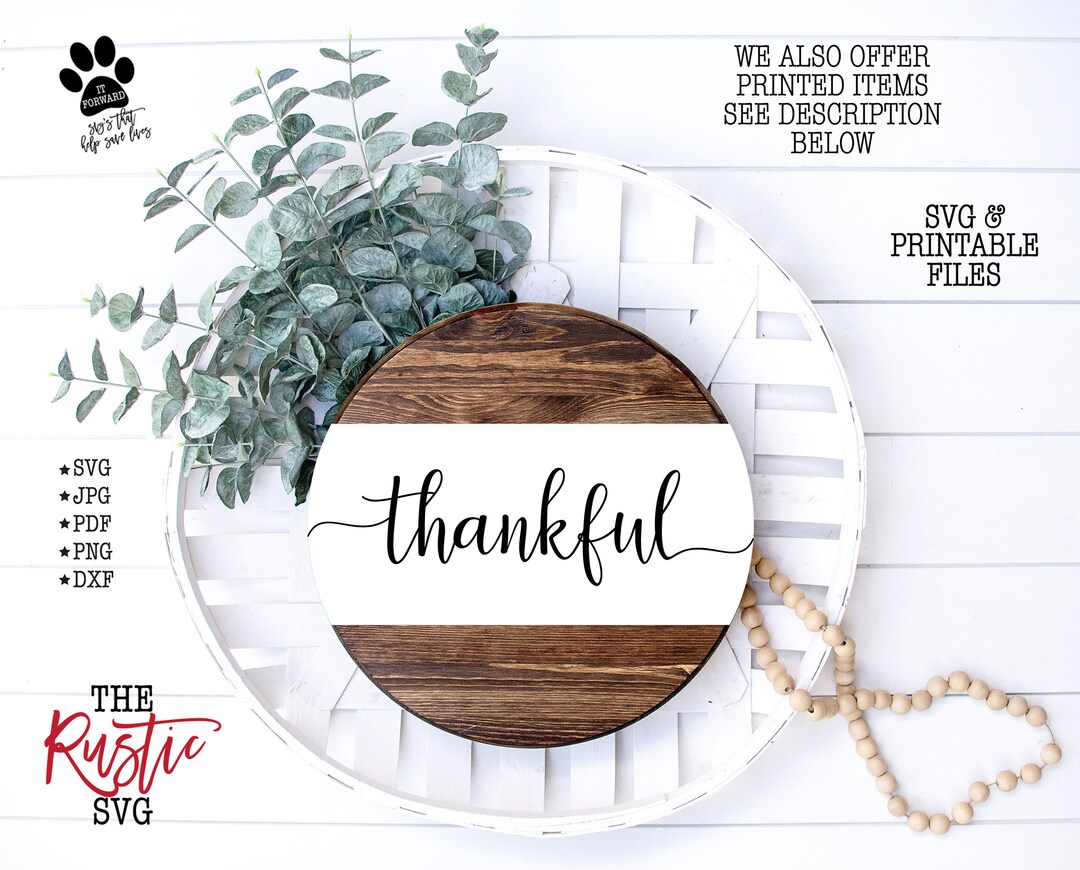 Thankful, Thankful Sign, Round Thankful Sign, Round Fall Sign, Front ...