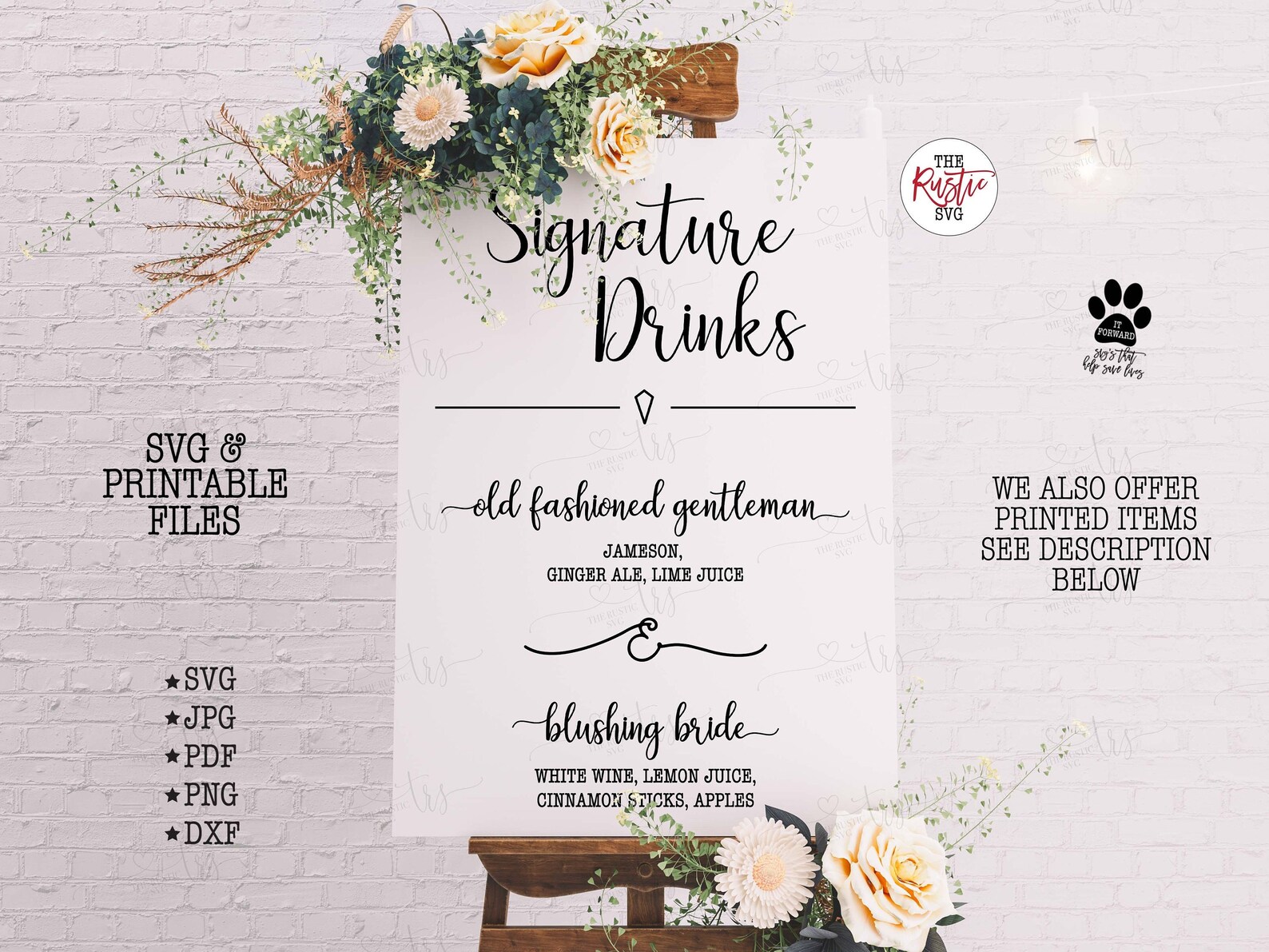 Signature Drinks Svg Signature Drinks Sign Printable Wedding - Etsy