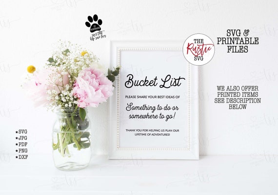 Bucket List Sign Bucket List Svg Printable Bucket List Sign - Etsy