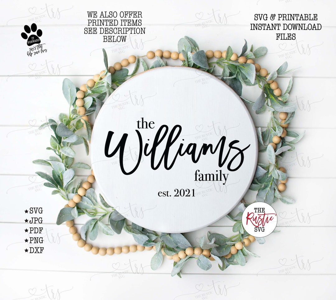 Last Name Sign Wooden Circle Name Sign Personalized Last - Etsy