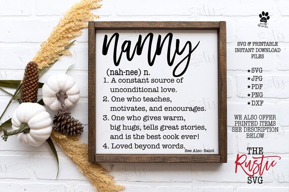 Nanny Definition Nanny Svg Nanny Definition Mother's | Etsy
