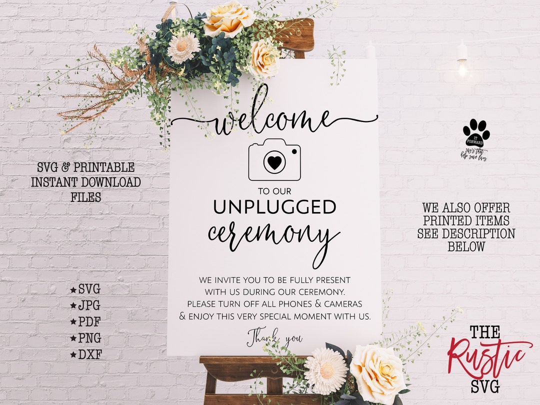 Unplugged Ceremony Sign, Printable Unplugged Ceremony Sign, Large ...