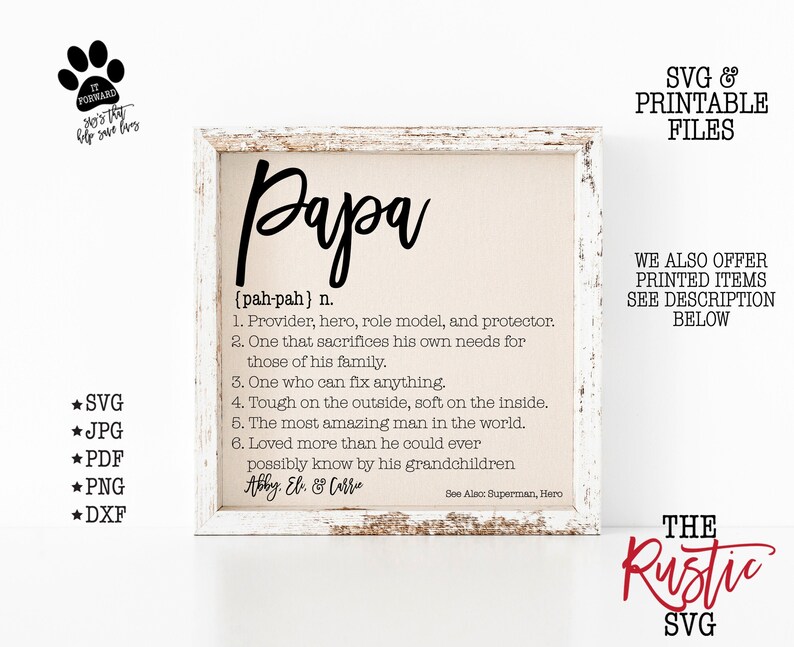 Father's Day Gift Papa Definition Grandpa Svg Papa Wood - Etsy