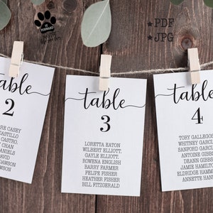 Seating Chart Cards Printable Seating Chart Cards Seating - Etsy