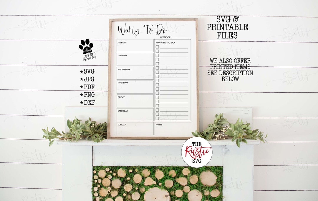 Weekly To Do Svg, To Do List Svg, To Do Svg, Calendar Svg, Weekly ...