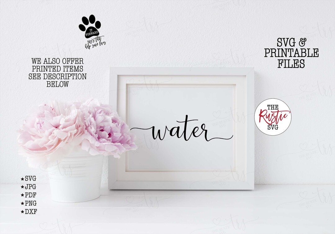 Water, Printable Water Sign, Water Wedding Sign, Water Sign, Wedding ...