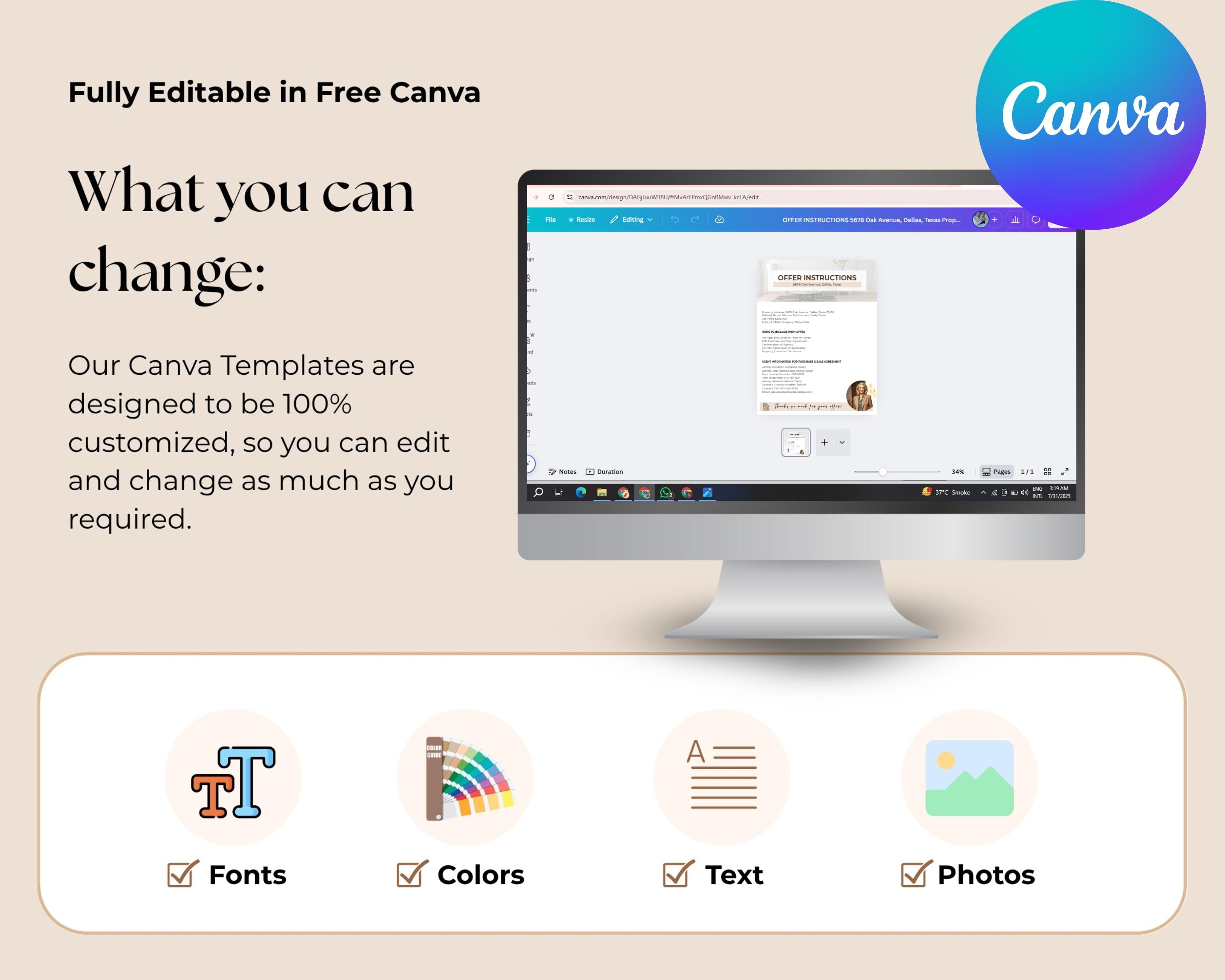 Real Estate Offer Instructions Template: Editable Canva Guide (8.5x11 ...