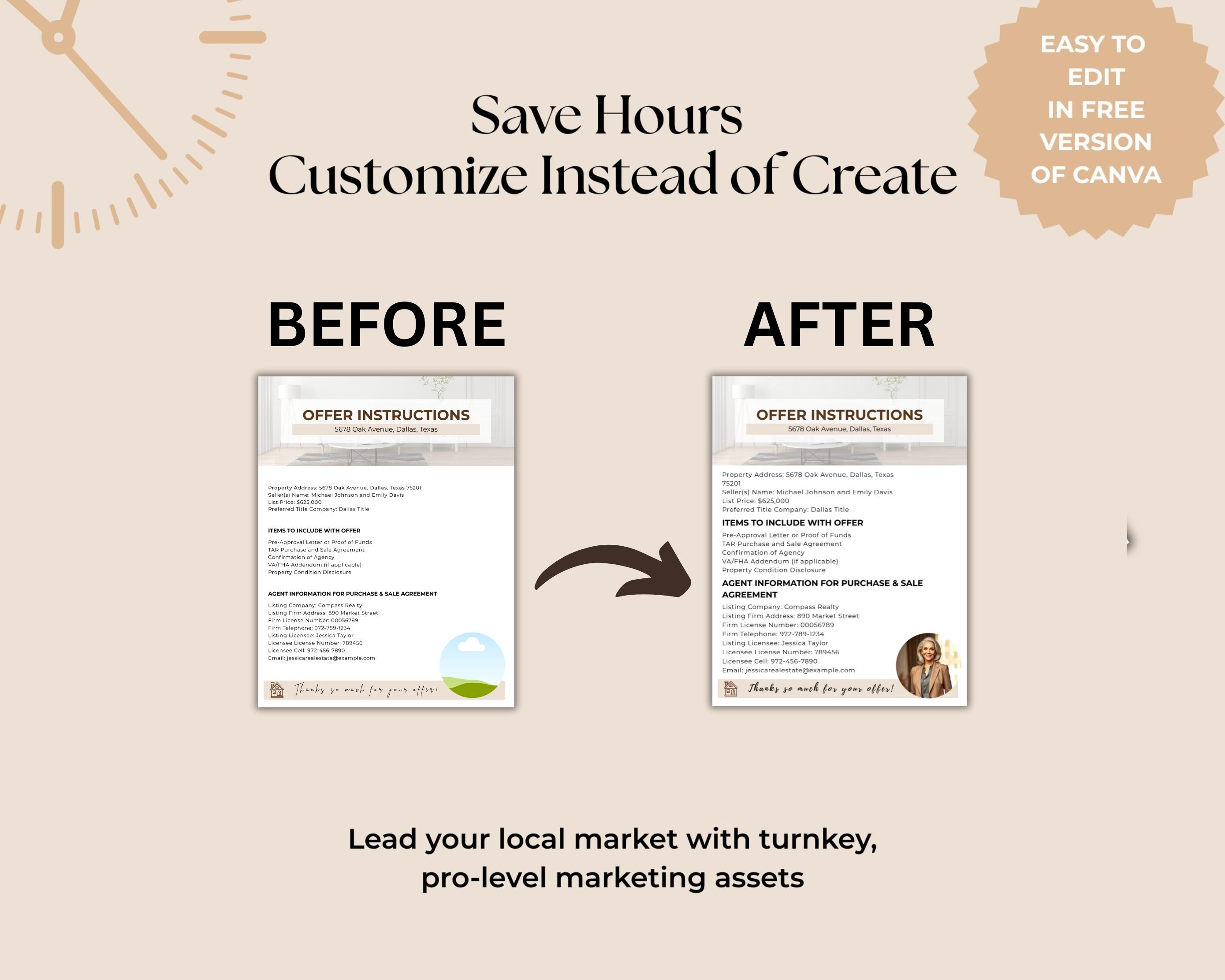 Real Estate Offer Instructions Template: Editable Canva Guide (8.5x11 ...