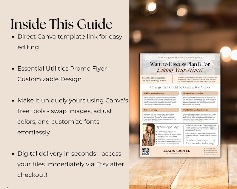 Editable Real Estate Flyer Template: FSBO Lead Generation (canva) - Etsy