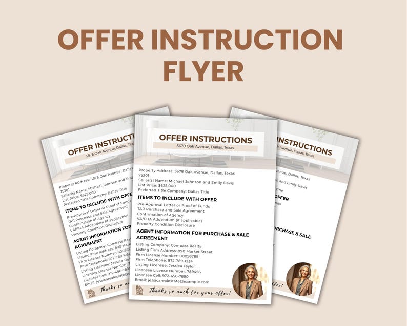 Real Estate Offer Instructions Template: Editable Canva Guide (8.5x11 ...