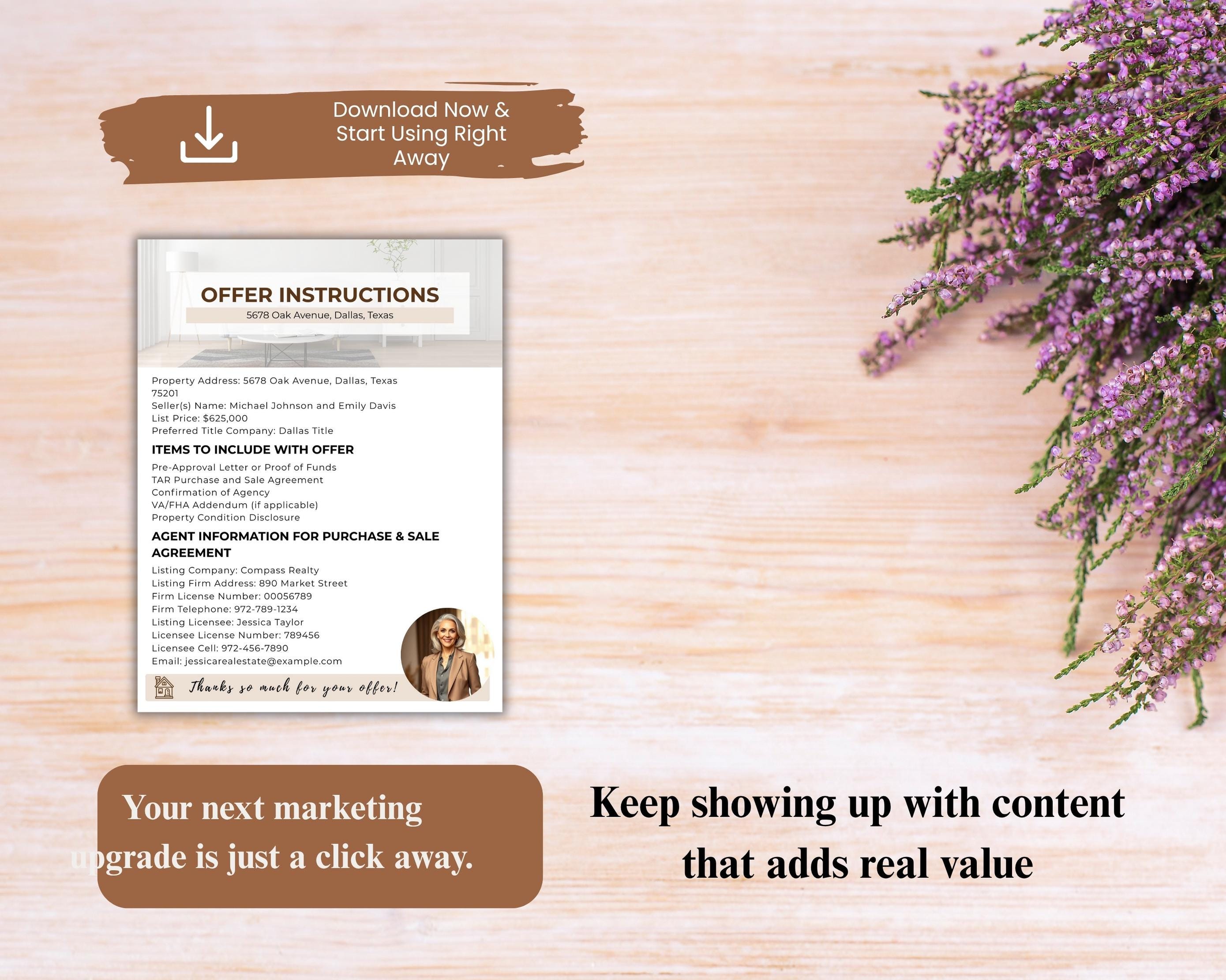 Real Estate Offer Instructions Template: Editable Canva Guide (8.5x11 ...