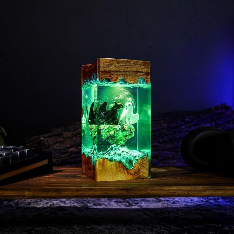 Toothless & Light Fury Lamp V4, HTTYD How to Train Your Dragon Resin ...