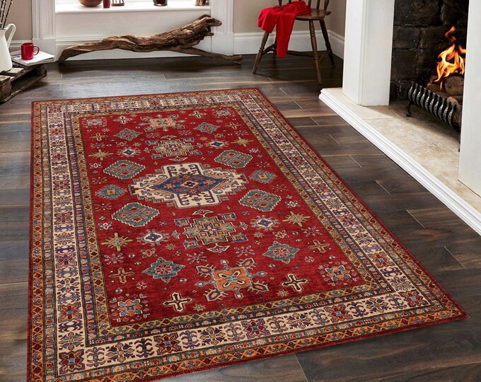 7x10 Vintage Rug Antique Handmade Rug Bedroom Rug Red Turkish Area Rug ...