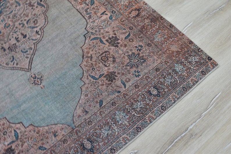 Farmhouse Rug Stone Color Rug Blue and Green Distressed - Etsy