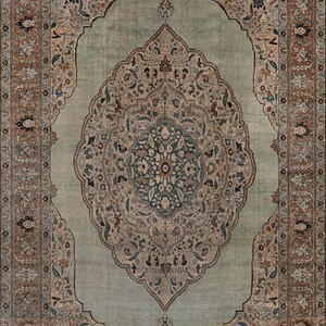 Farmhouse Rug Stone Color Rug Blue and Green Distressed Turkish Rug ...