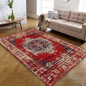 Silky Soft Rug, Red Turkish Rug, Rustic Modern Rug, Rug for Living Room ...