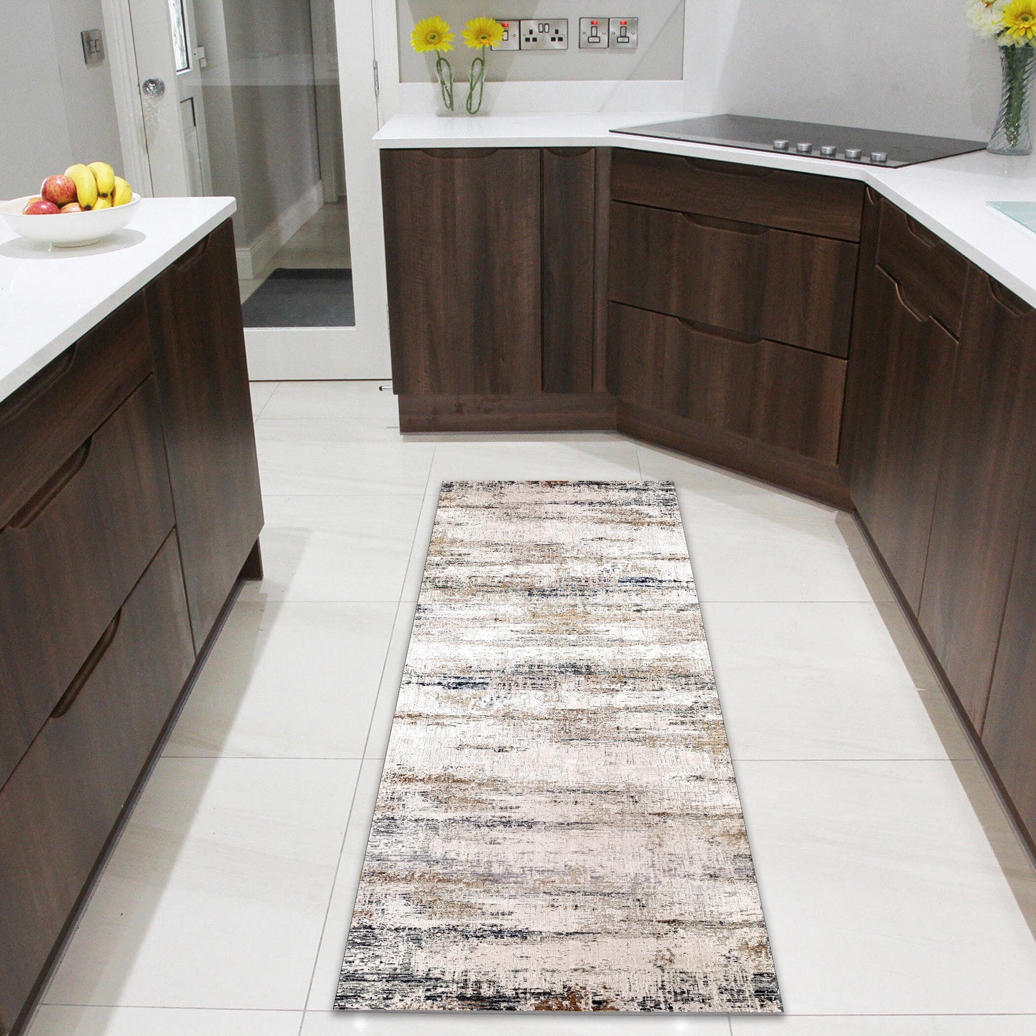 Modern Runner Rug, Abstract Living Room Bedroom Dining Faded Luxury ...