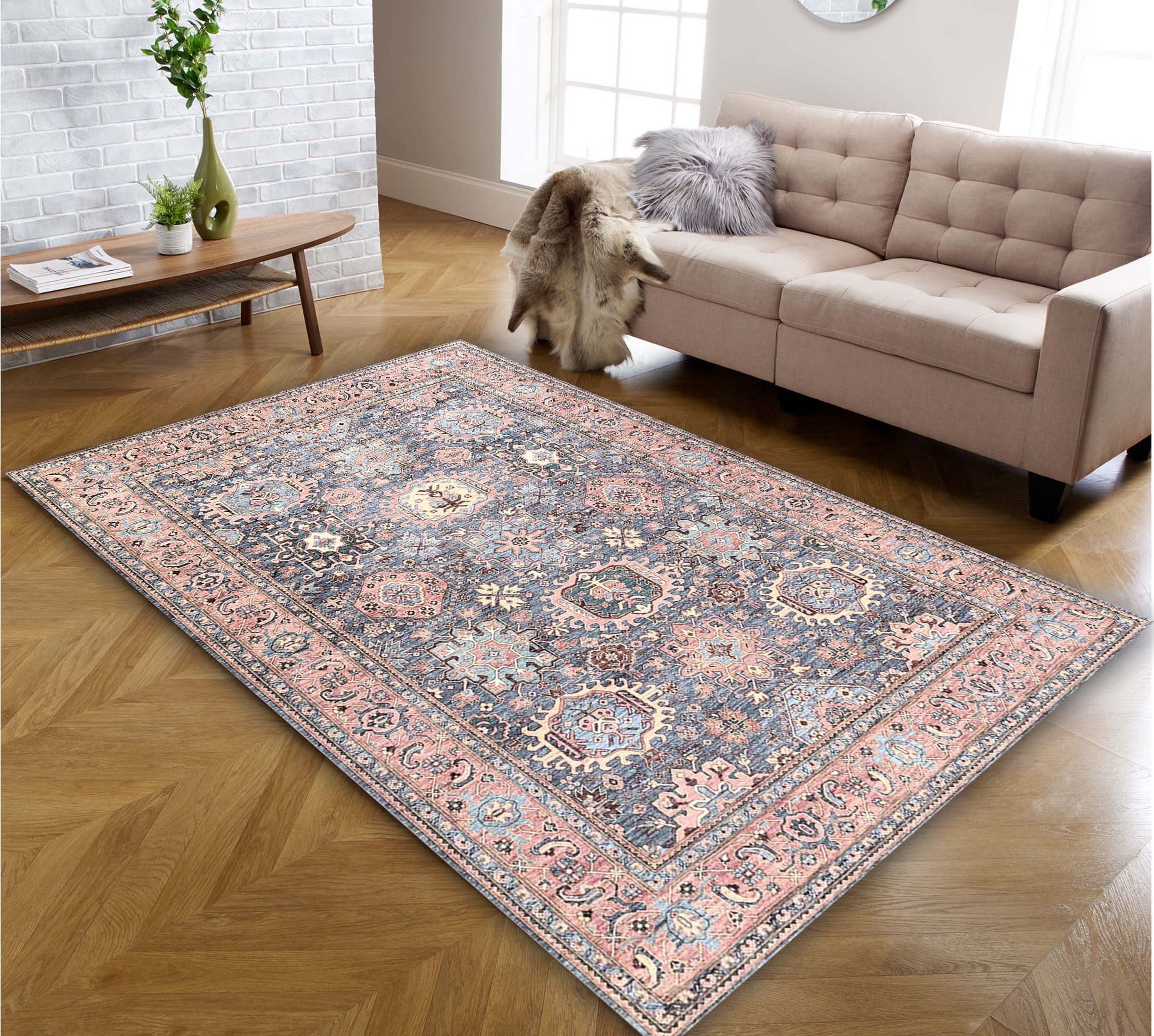 Pink and Blue Rug Vintage Style Turkish Area Rugs and Runner Rugs Oriental Rug Living Room Boho Vintage Farmhouse Decor Kilim Rug Etsy
