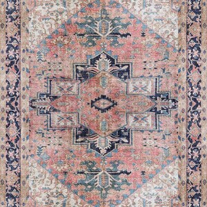 Pink Rug, Area Rugs, Vintage Pink Persian Rug, Heriz Rug, Pink Turkish ...