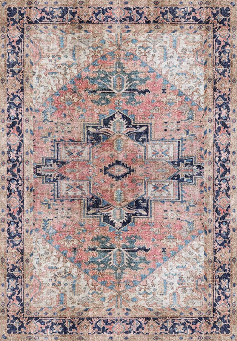 Pink Rug Area Rugs Vintage Pink Persian Rug Heriz Rug Pink - Etsy