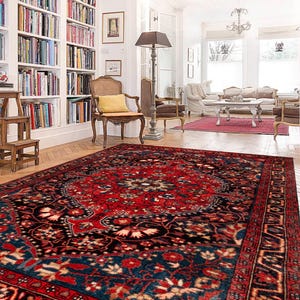 Oriental Medallion Red Area Rug Rustic Mid Century Modern Small Large ...