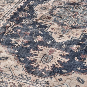 Traditional Medallion Blue Turkish Area Rug Geometric Pastel Large ...