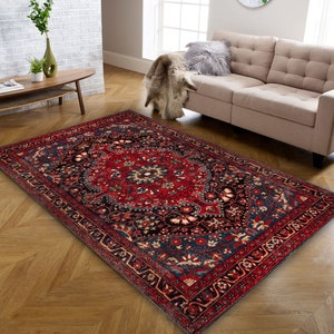 Oriental Medallion Red Area Rug Rustic Mid Century Modern Small Large ...