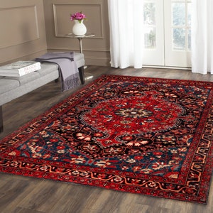 Oriental Medallion Red Area Rug Rustic Mid Century Modern Small Large ...