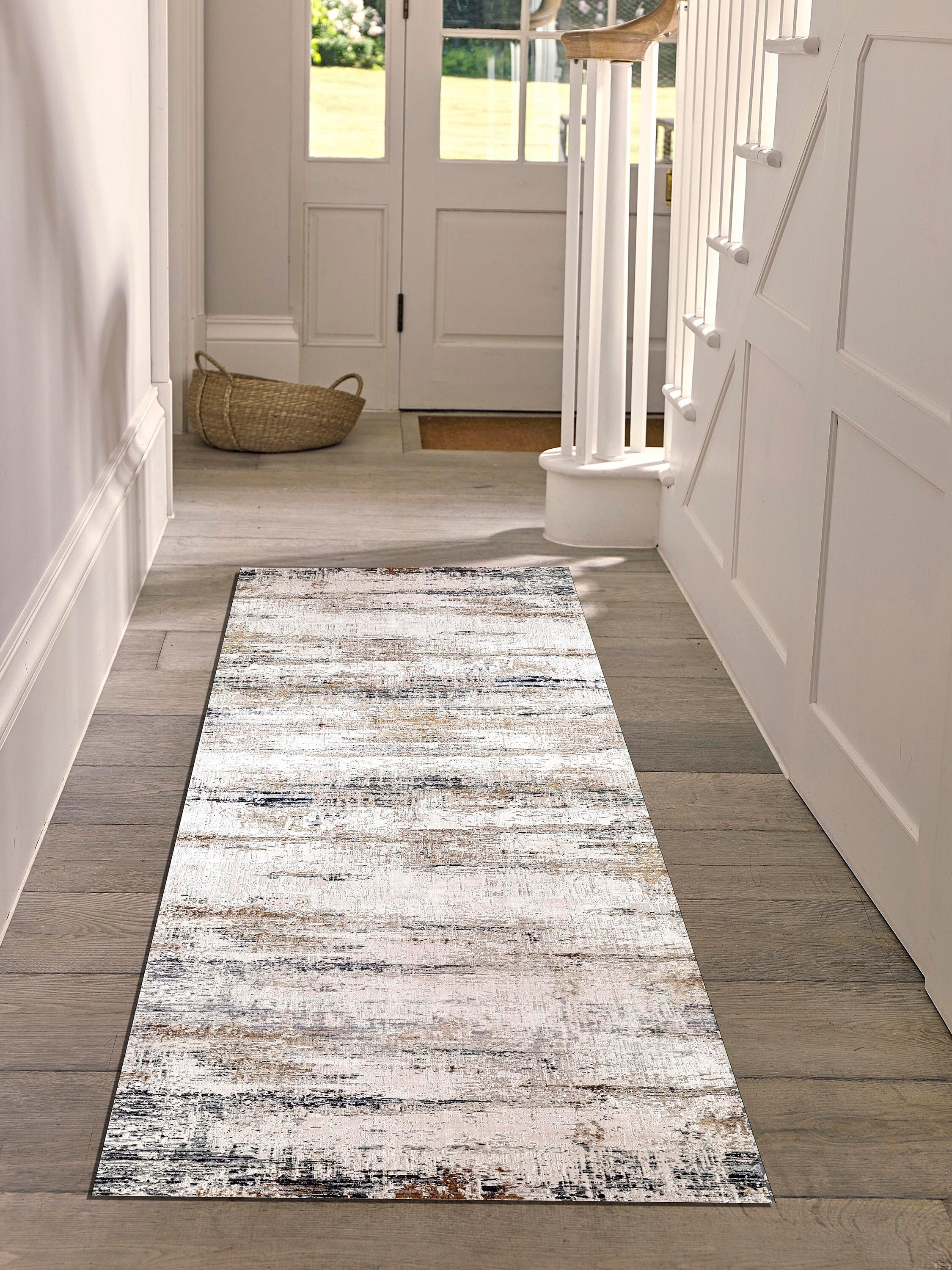 Modern Runner Rug, Abstract Living Room Bedroom Dining Faded Luxury ...
