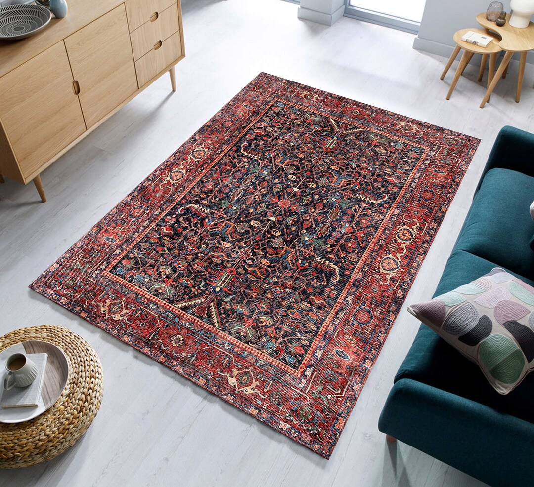 Rustic Persian Rug, Bohemian Rug 4x6, Caucasian Pattern Rug, Floor Rugs ...