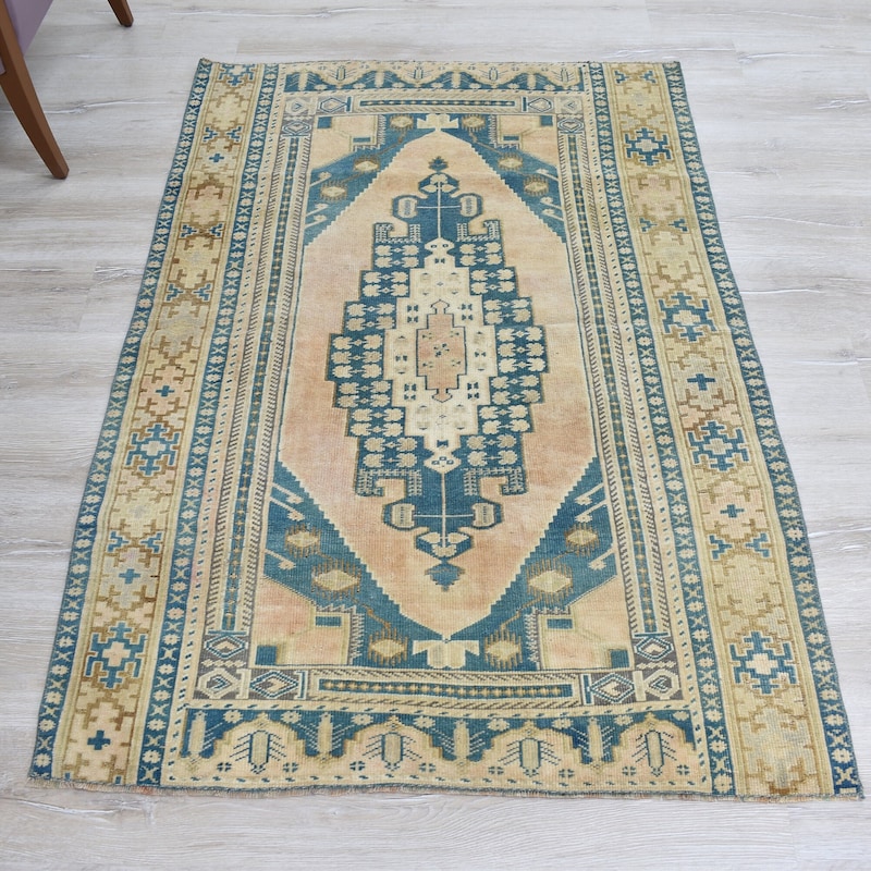 Blue Pink Turkish Rug - Etsy