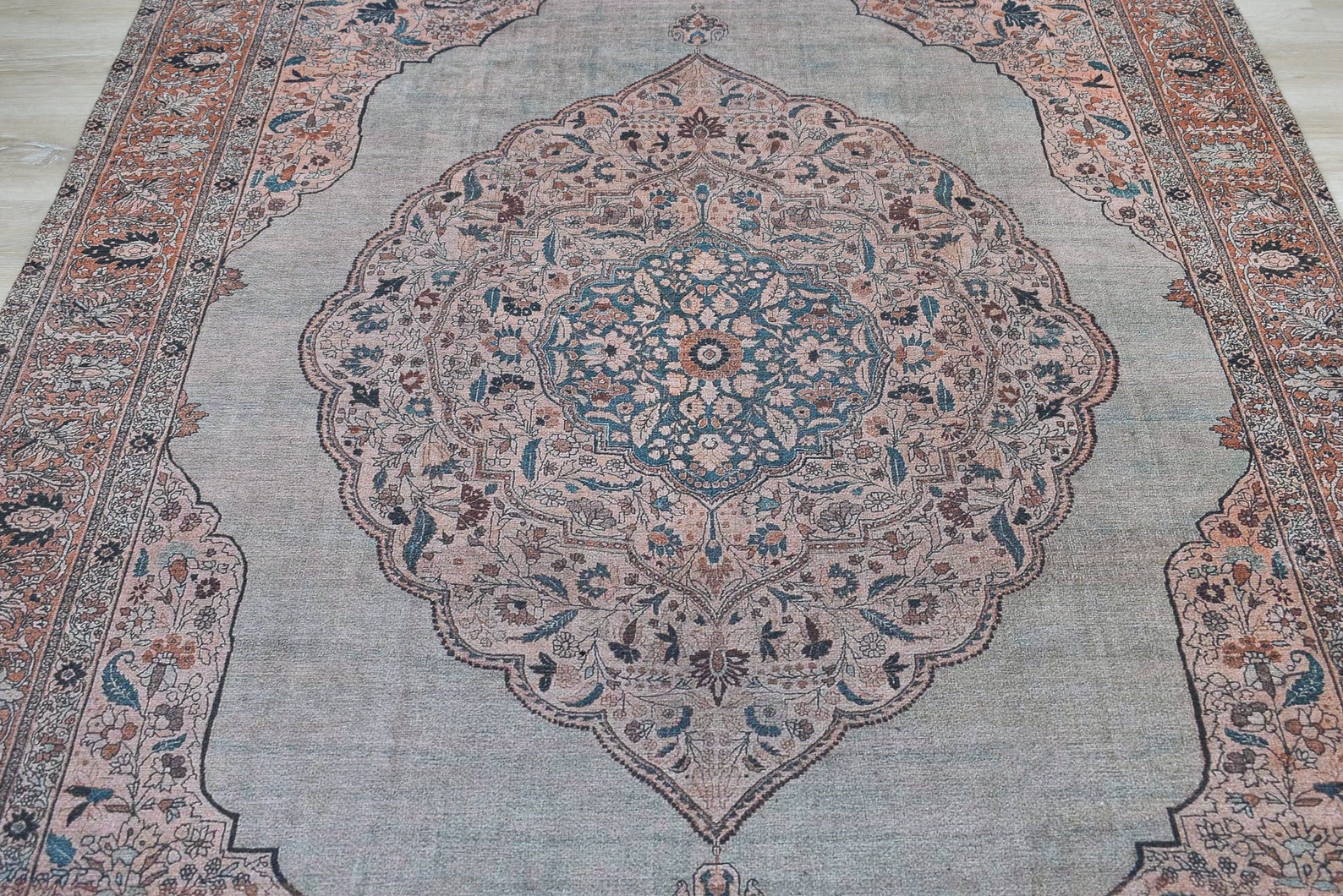 Farmhouse Rug Stone Color Rug Blue and Green Distressed - Etsy