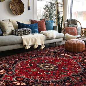 Oriental Medallion Red Area Rug Rustic Mid Century Modern Small Large ...