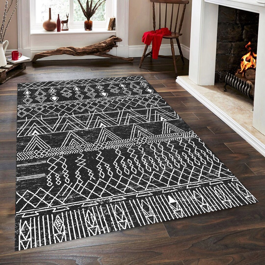 Tribal Rug, Boho Rug, Rugs 4x6, Black and White Rug, 5x8 Area Rug ...