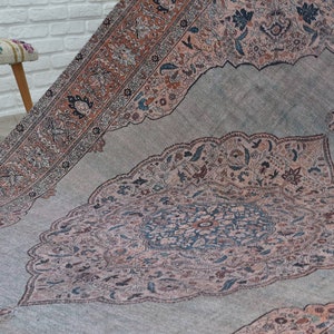 Farmhouse Rug Stone Color Rug Blue and Green Distressed Turkish Rug ...