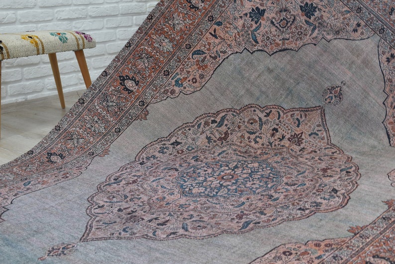 Farmhouse Rug Stone Color Rug Blue and Green Distressed - Etsy